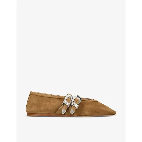 Le Monde Beryl Claudia Double-strap Suede Flats - Taupe