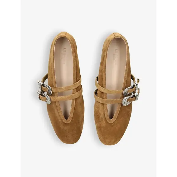 Le Monde Beryl Claudia Double-strap Suede Flats - Taupe