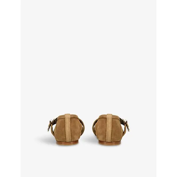 Le Monde Beryl Claudia Double-strap Suede Flats - Taupe