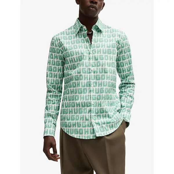 Hugo Logo-print Slim-fit Cotton Shirt