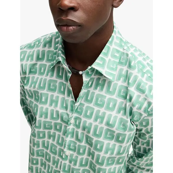 Hugo Logo-print Slim-fit Cotton Shirt