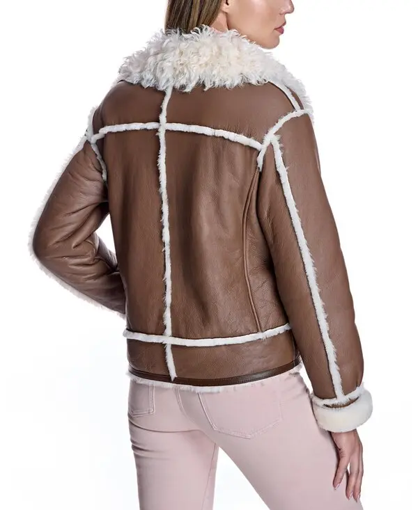 MAXIMILIAN Nappa Finish Shearling Jacket - Brown