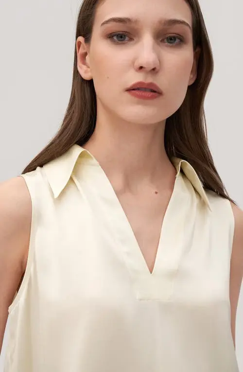 Lilysilk V-neck Sleeveless Blouse - Lily White