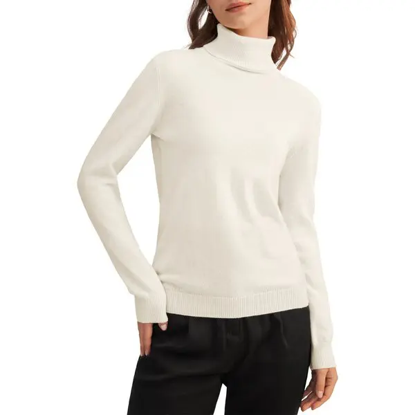 Lilysilk Pure Cashmere Turtleneck Sweater - White