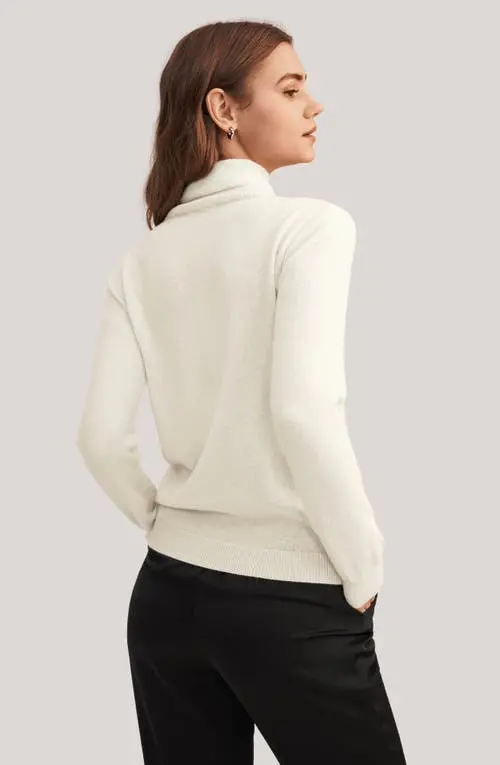 Lilysilk Pure Cashmere Turtleneck Sweater - White