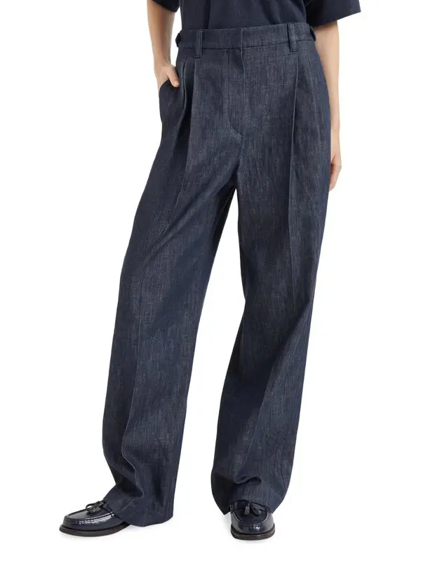 Brunello Cucinelli Cotton Effect Twill Tailored Relaxed Trousers