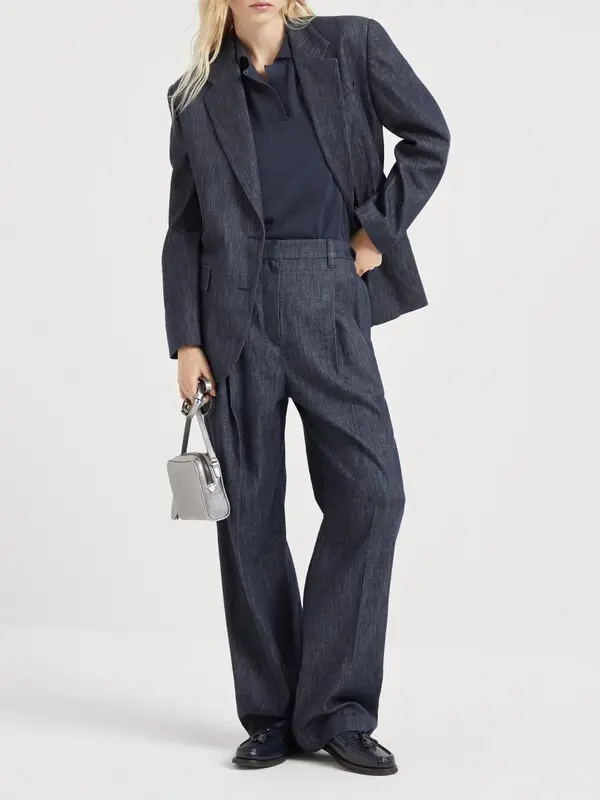 Brunello Cucinelli Cotton Effect Twill Tailored Relaxed Trousers