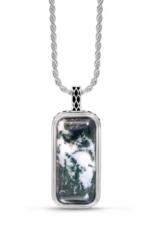 LUVMYJEWELRY Tree Agate Sterling Tag Necklace - Silver