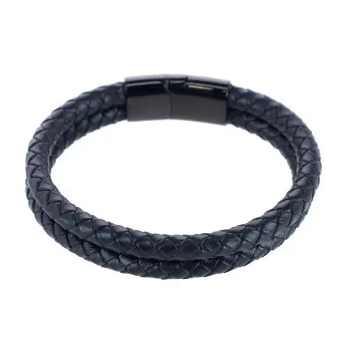 Trafalgar Braided Leather Bracelet - Black