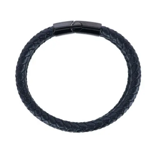 Trafalgar Braided Leather Bracelet - Black