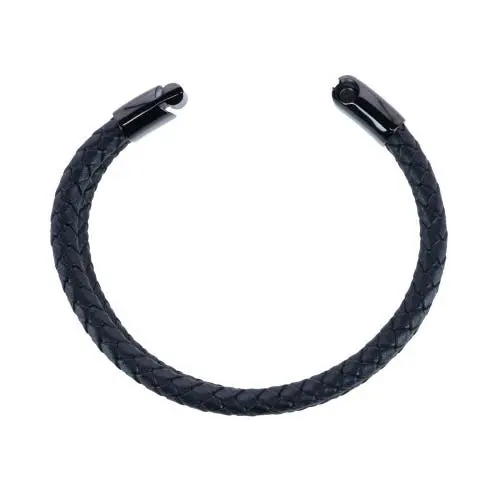 Trafalgar Braided Leather Bracelet - Black
