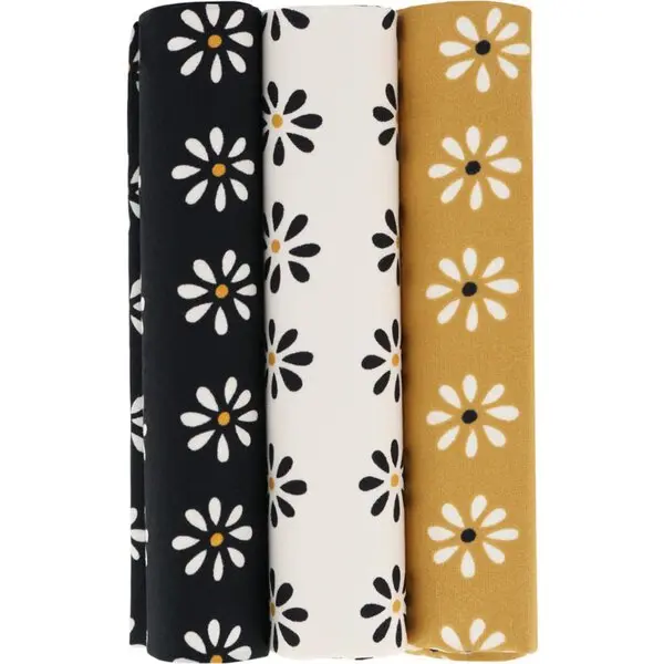 Trafalgar Mary's Rose Daisy Cotton Handkerchiefs - Black, White, Gold