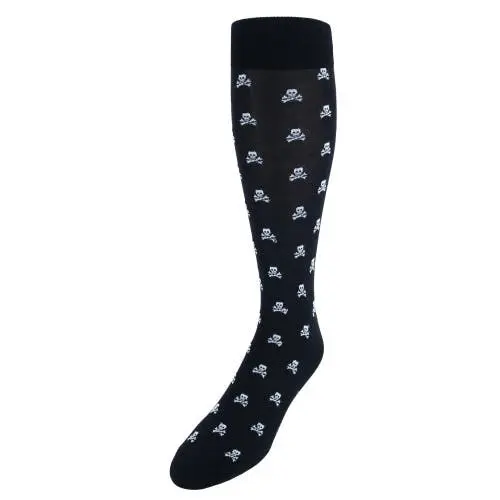 Trafalgar Rodger Skull And Crossbones Mercerized Cotton Over-the-calf Socks - Black