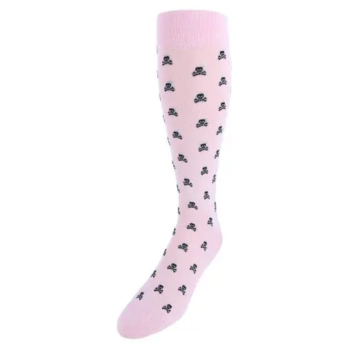 Trafalgar Rodger Skull And Crossbones Mercerized Cotton Over-the-calf Socks - Pink