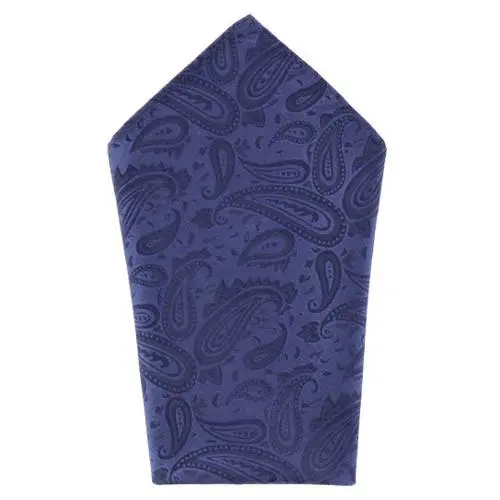 Trafalgar Banbury Tone On Tone Paisley 12 Inch Silk Pocket Square - Navy Blue