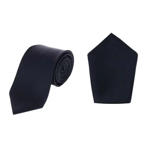 Trafalgar Sutton Silk Necktie And Pocket Square Combo - Black