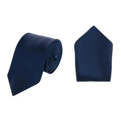Trafalgar Sutton Silk Necktie And Pocket Square Combo - Navy