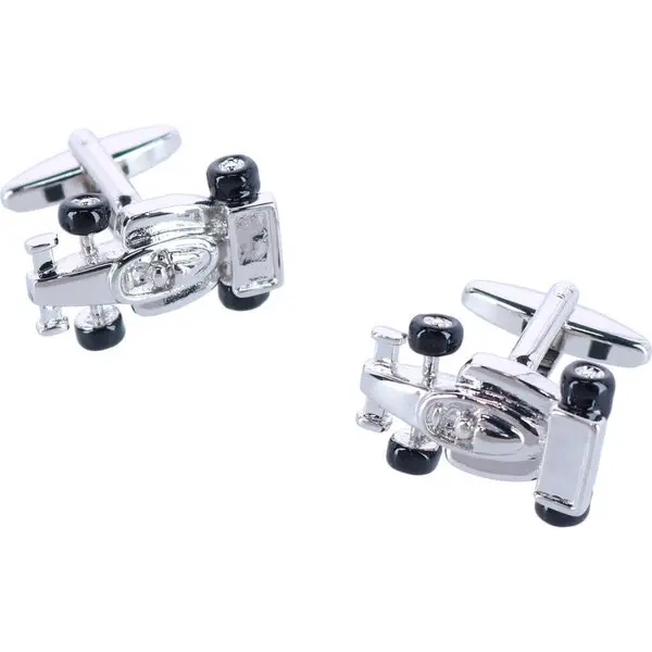 Trafalgar Finish Line Racecar Novelty Cufflinks - Silver