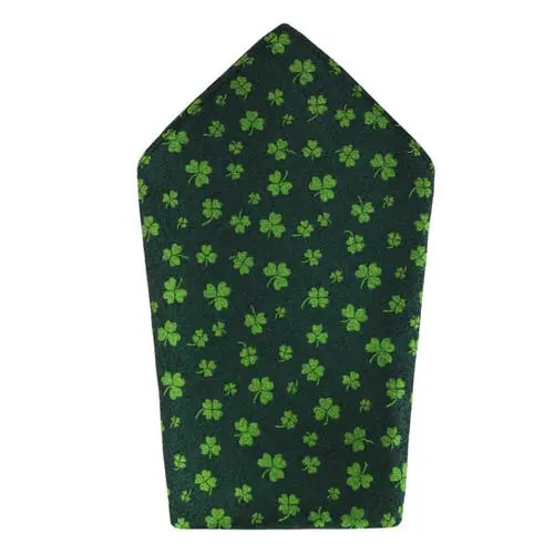 Trafalgar Shamrock Novelty Silk 12x12 Pocket Square - Green