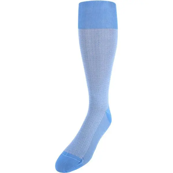 Trafalgar Bernard Chain Link Mercerized Cotton Socks - Light Blue With Grey