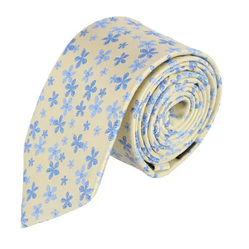 Trafalgar Weldon Floral Silk Necktie - Yellow And Light Blue