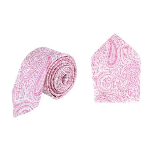 Trafalgar Sobee Paisley Silk Necktie And Pocket Square Set - Pink