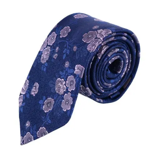 Trafalgar Florian Silk Floral Necktie - Blue And Pink