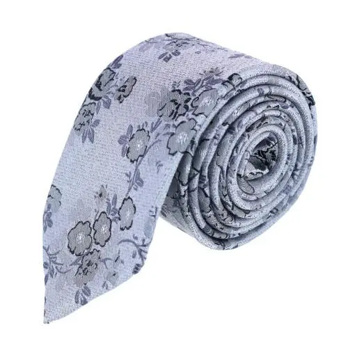 Trafalgar Florian Silk Floral Necktie - Grey And Black