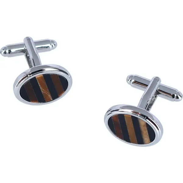 Trafalgar Raja The Tiger Eye Cufflinks - Silver