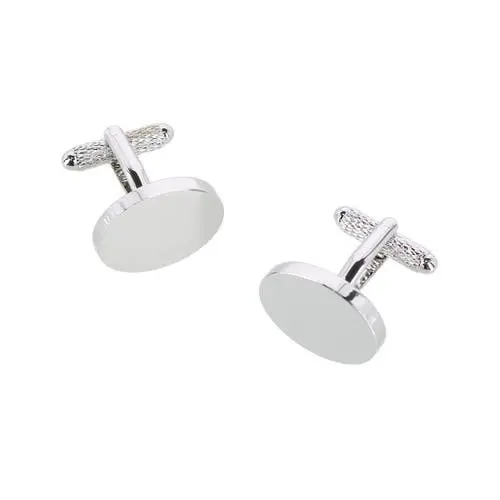 Trafalgar Asher Oval Brass Cufflinks - Silver