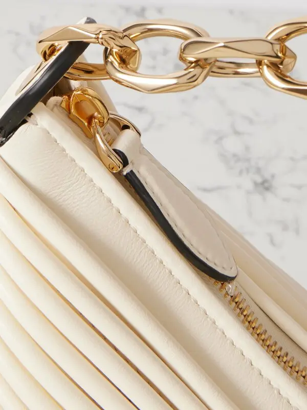 Valentino Garavani Vlogo Moon Small Pleated Leather Shoulder Bag