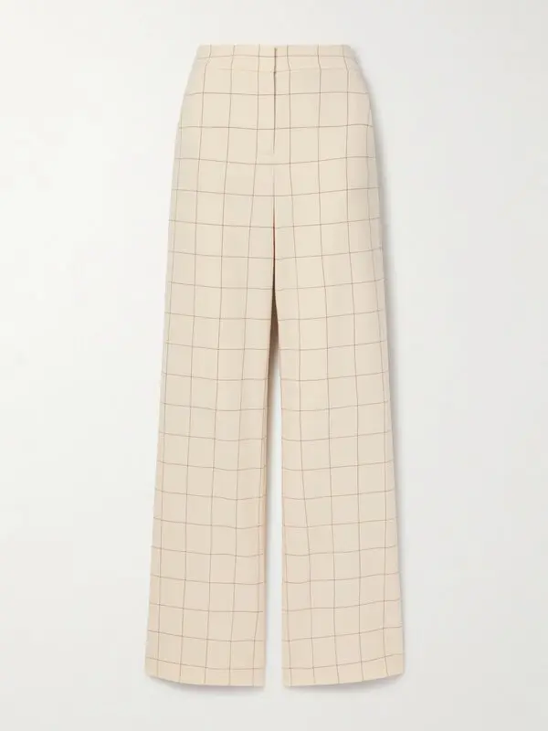 Veronica Beard Tonelli Checked Grain De Poudre Wide-leg Pants