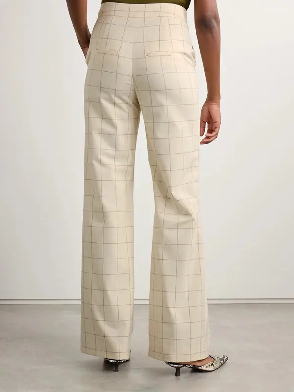 Veronica Beard Tonelli Checked Grain De Poudre Wide-leg Pants