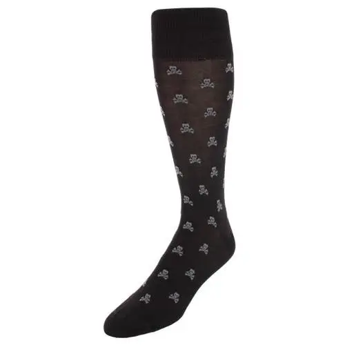 Trafalgar Rodger Skull And Crossbones Mid-calf Socks - Black With Steel