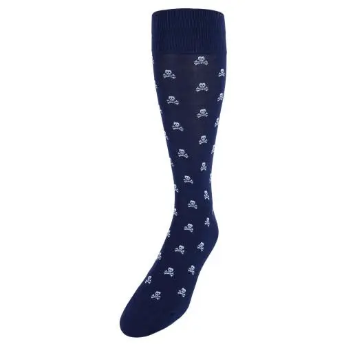 Trafalgar Rodger Skull And Crossbones Mid-calf Socks - Navy