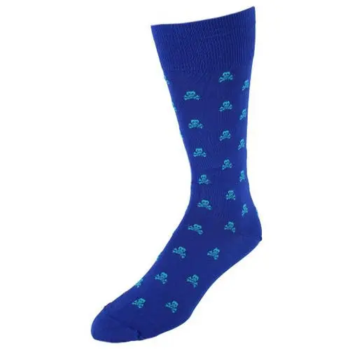 Trafalgar Rodger Skull And Crossbones Mid-calf Socks - Royal Blue With Ceramic