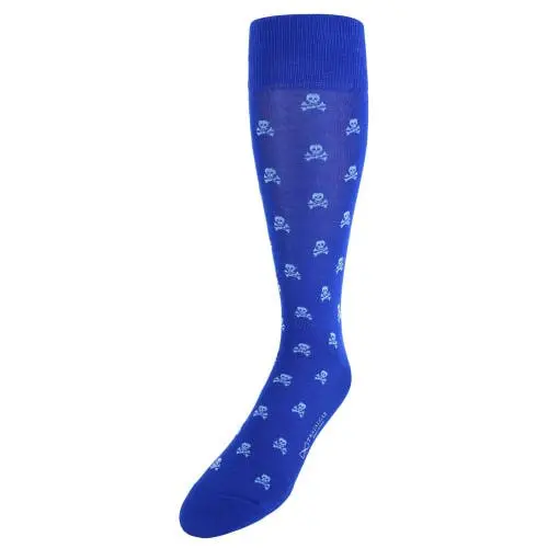 Trafalgar Rodger Skull And Crossbones Mid-calf Socks - Royal Blue