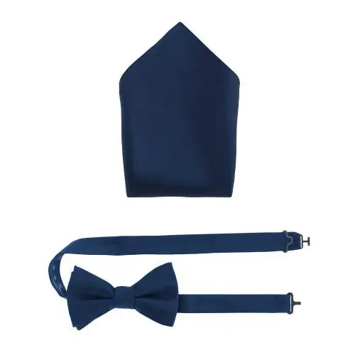 Trafalgar Sutton Silk Bow Tie And Pocket Square Set - Navy