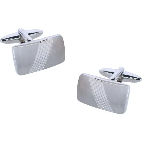 Trafalgar Diagonal Detailed Rhodium Cufflinks - Silver