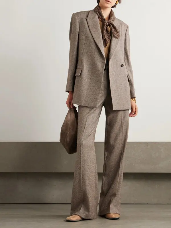 Brunello Cucinelli Herringbone Wool-blend Blazer - Brown