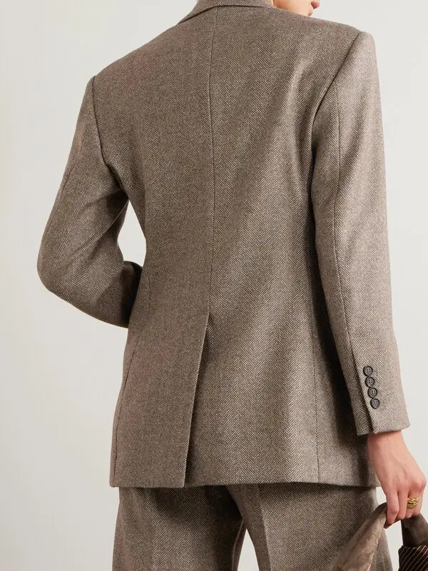 Brunello Cucinelli Herringbone Wool-blend Blazer - Brown