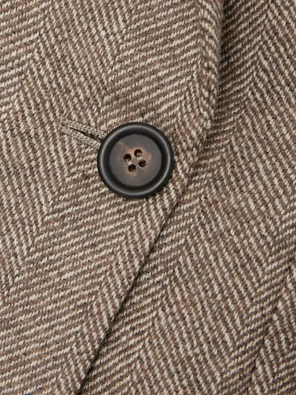 Brunello Cucinelli Herringbone Wool-blend Blazer - Brown