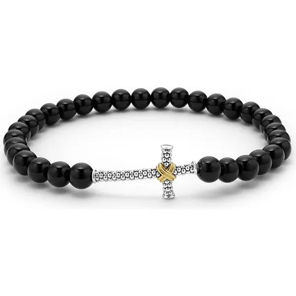 Lagos Anthem Cross Bead Stretch Bracelet - Onyx