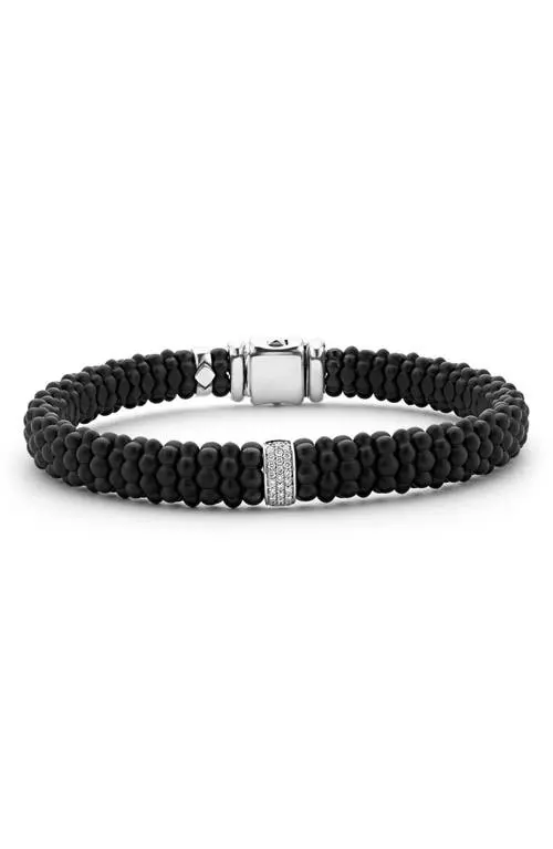 Lagos Caviar Pavé Diamond Station Bracelet - Black