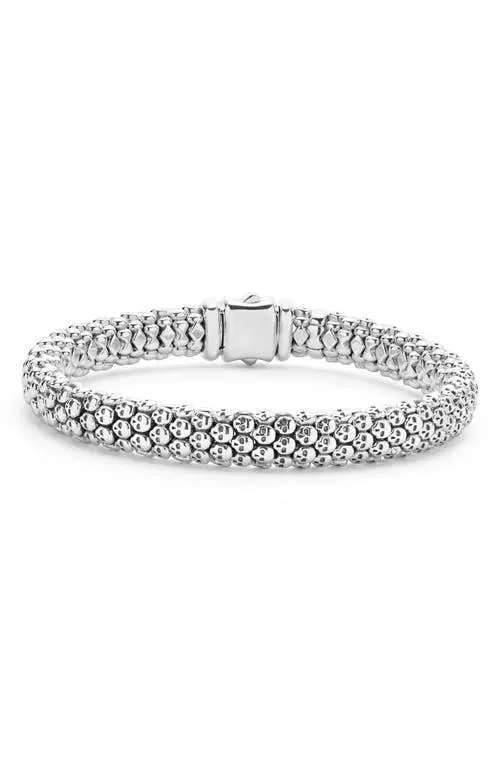 Lagos Anthem Caviar Skull Bracelet - Silver