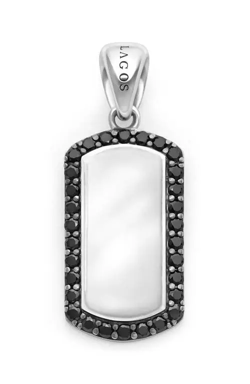 Lagos Anthem Diamond Tag Amulet Pendant In Sterling Silver - Black