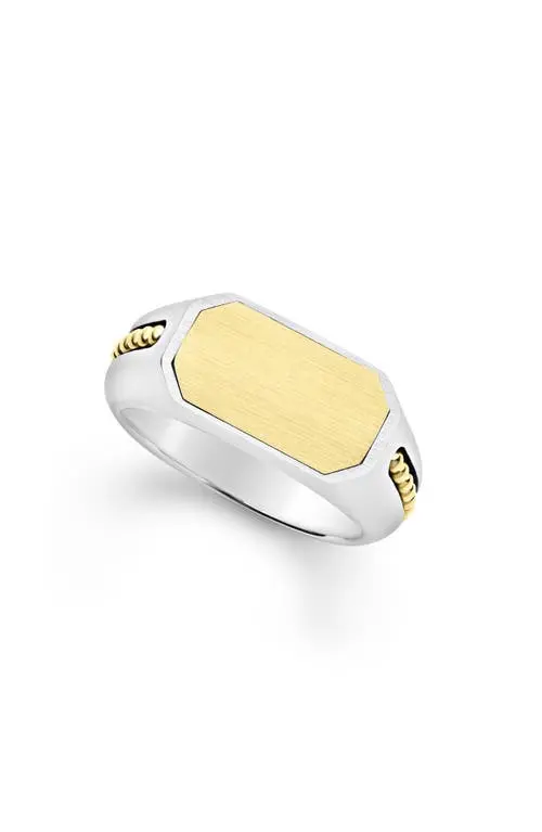 Lagos Anthem Satin Signet Ring - Two-tone