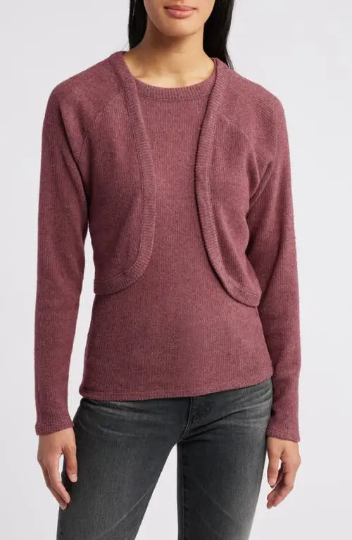 Loveappella Rib Tank & Shrug Set - Wine