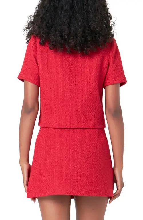 Endless Rose Button-front Tweed Crop Top