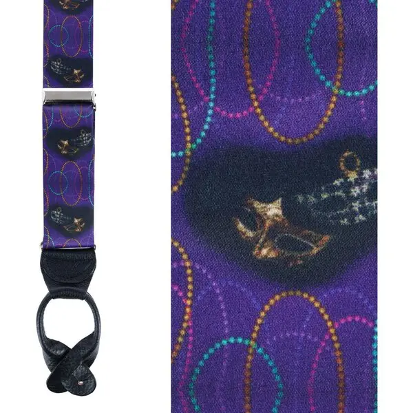 Trafalgar Mardi Gras Celebration Silk Suspender - Purple